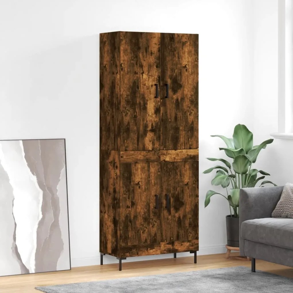 vidaXL Skříň highboard 69,5 x 34 x 180 cm kompozitní dřevo [3195789] Barva: kouřový dub