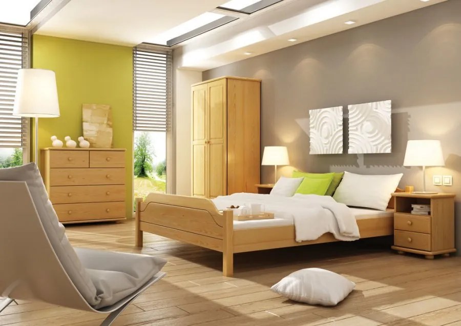 Casarredo - Komfort nábytek Masivní postel KL-117, 140x200, borovice, výběr moření | barva: moření dub