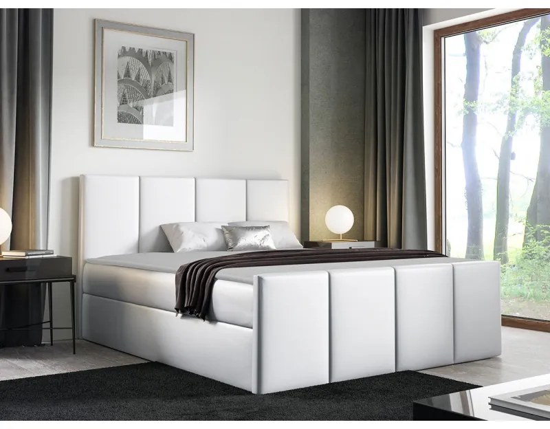Kontinentální postel Bautista, Rozměr postele: 120x200, Barva:: ekokůže Soft 017 (bílá)
