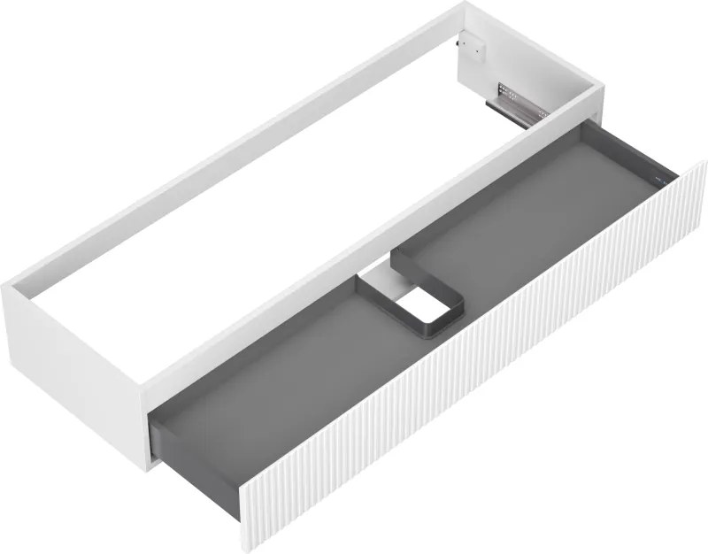 Mexen Rivel, koupelnová skříňka pod umyvadlo 140 cm, 1 zásuvka, drážkovaná, bílá matná, 91A20-14023-1-BF01