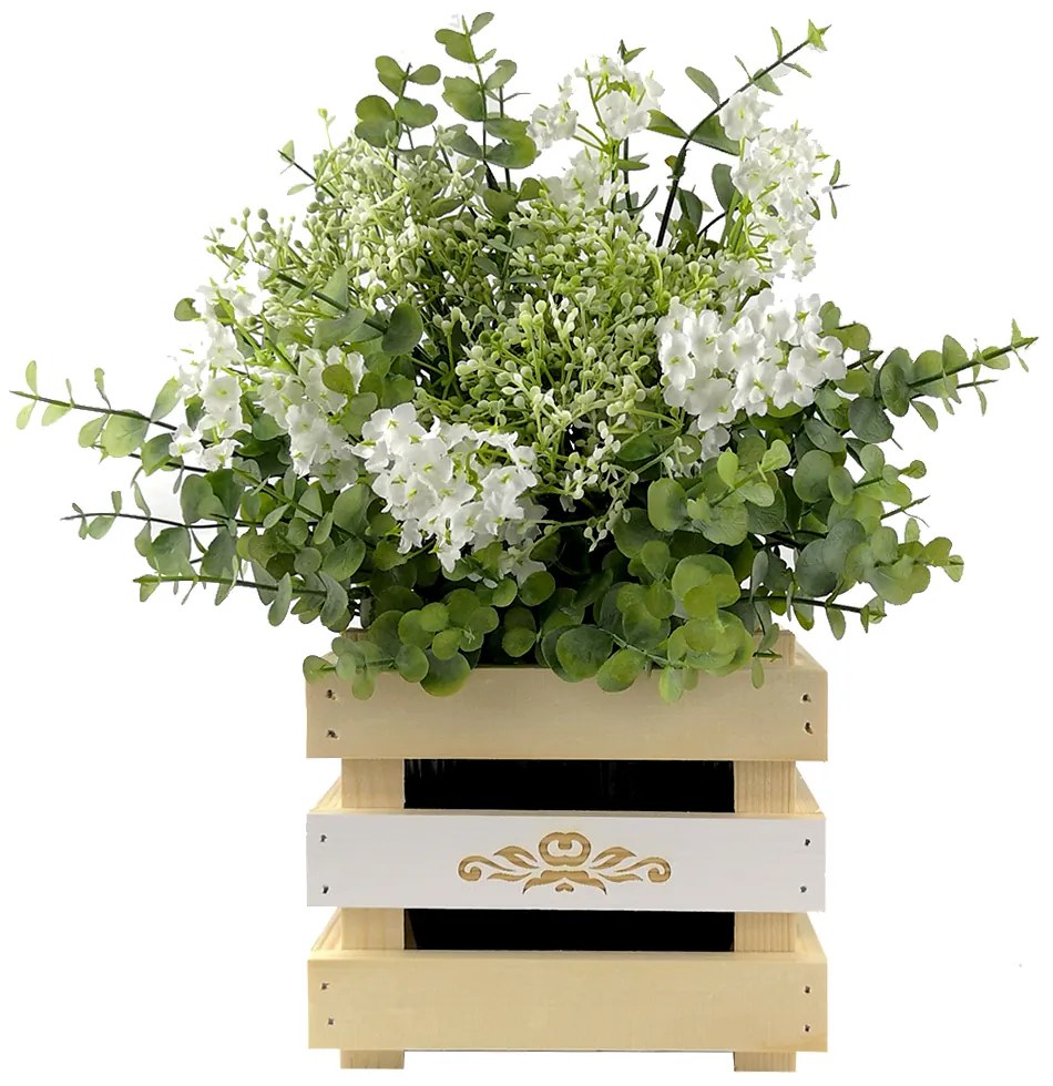 AMADEA Dřevěný obal s květináčem s motivem krajky, 17x17x15cm Český výrobek