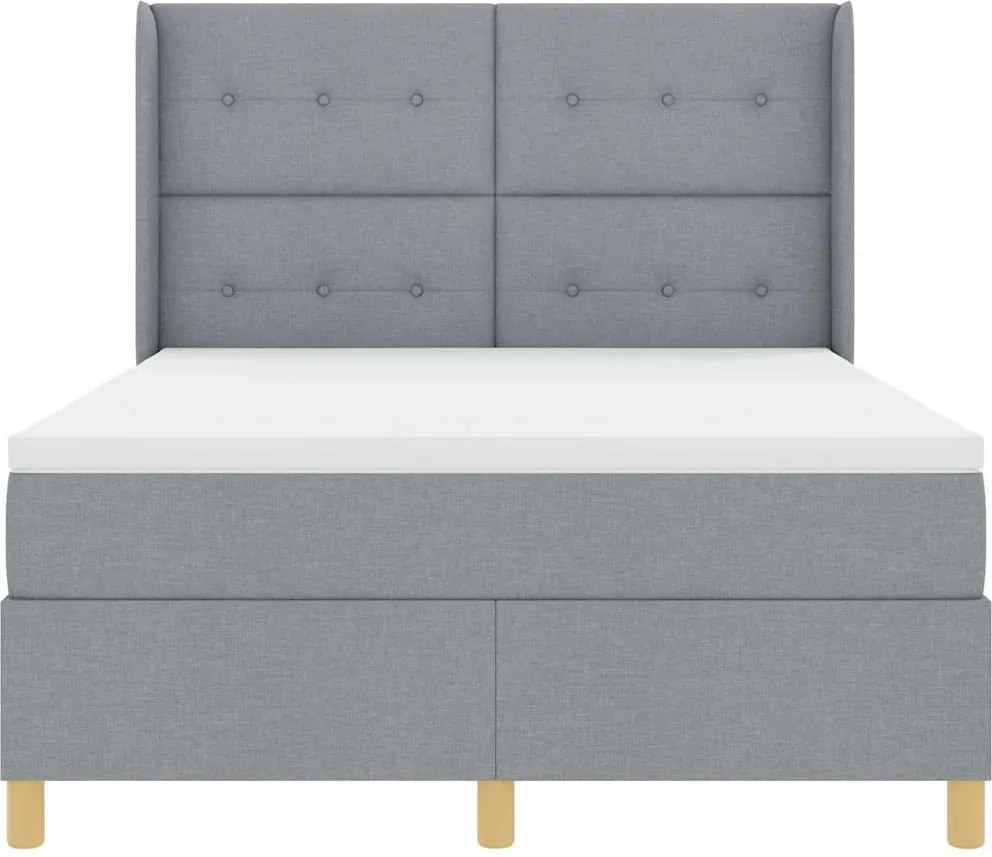 Postel s boxspringem s čelo Světle šedá 140 x 200 cm textil 3341833