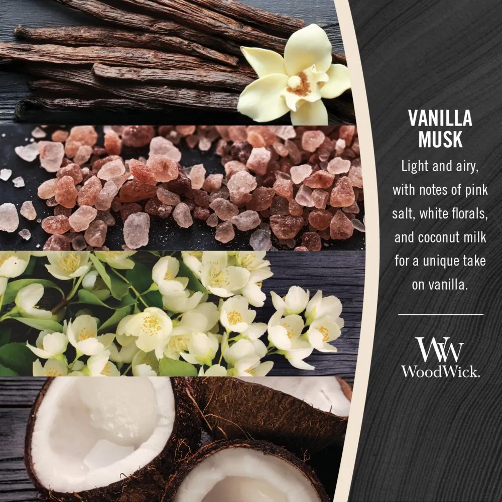 WoodWick Svíčka Vanilla Musk váza velká, 609,5 g