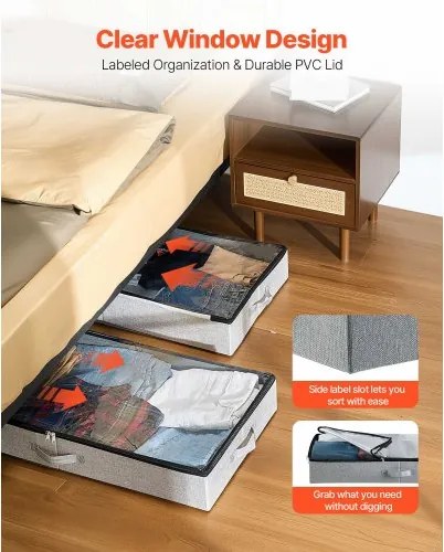 Úložný prostor pod postel s průhledným víkem, 850 × 430 × 120 mm VEVOR