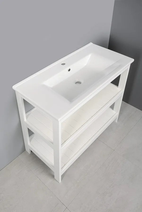 Aqualine Aqualine, ETIDE policová umyvadlová skříňka 81,5x86x44 cm, matná bílá, ET830