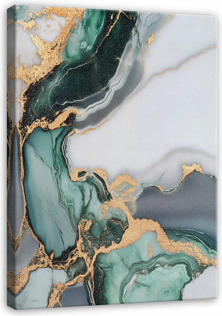 Obraz Abstrakce Mramor Zelené Zlato Do Ložnice Obývacího Pokoje Na Plátně 100x70