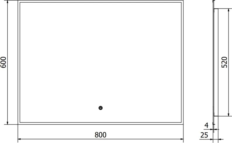 Mexen Erma, LED koupelnové zrcadlo s podsvícením a černým rámem 80x60 cm, 6000K, ochrana proti zamlžování, 9814-080-060-611-70