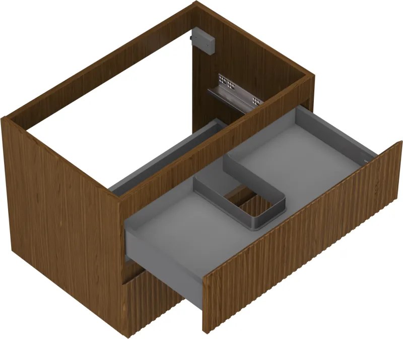Mexen Rivel, koupelnová skříňka pod umyvadlo 70 cm, 2 zásuvky, drážkovaná, ořech, 91A20-07047-2-BFF86