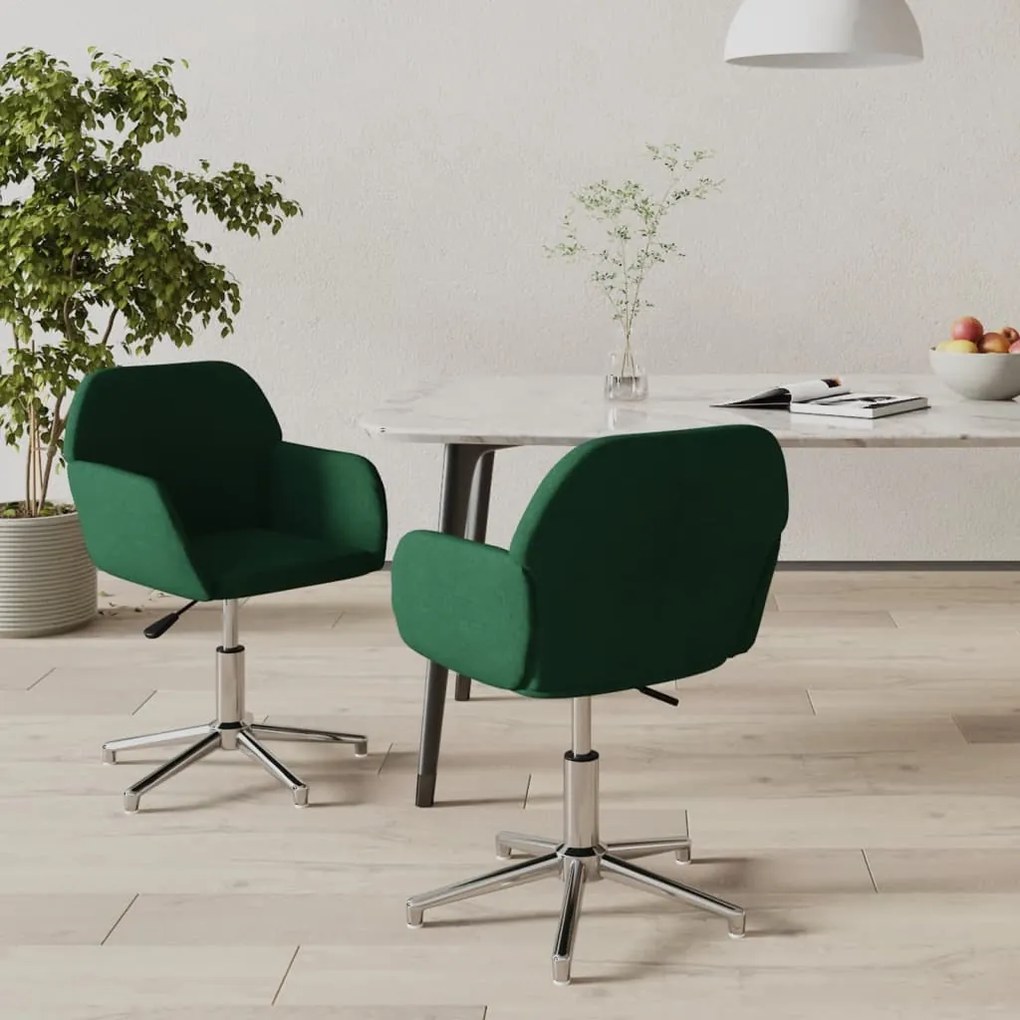 Otočné Jídelní Židle 2 Ks Tmavě Zelené Textil