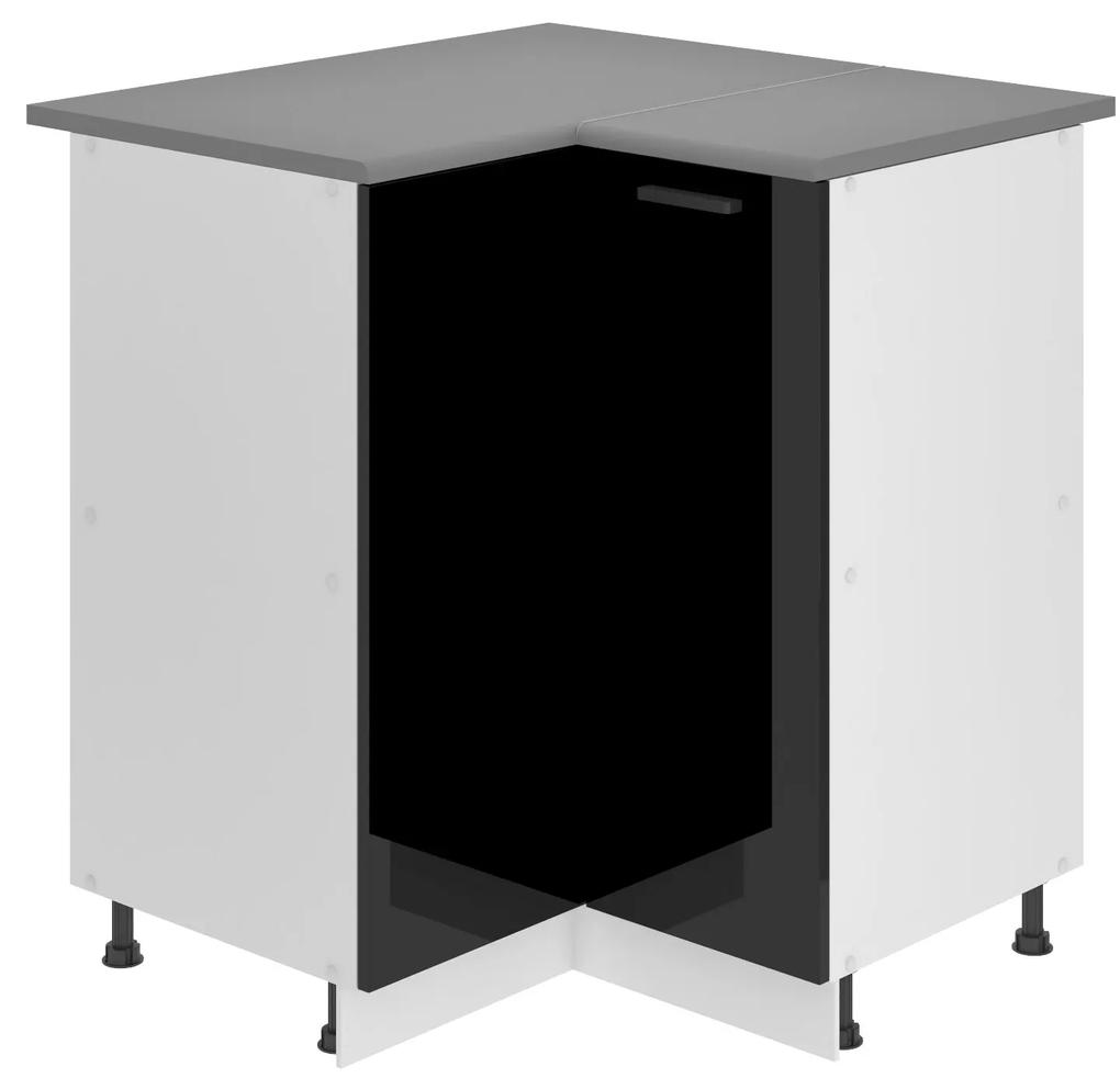 Kuchyňská skříňka Belini Premium Full Version spodní rohová 90 cm černý lesk s pracovní deskou