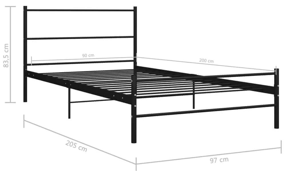 Petromila Rám postele černý kovový 90 x 200 cm