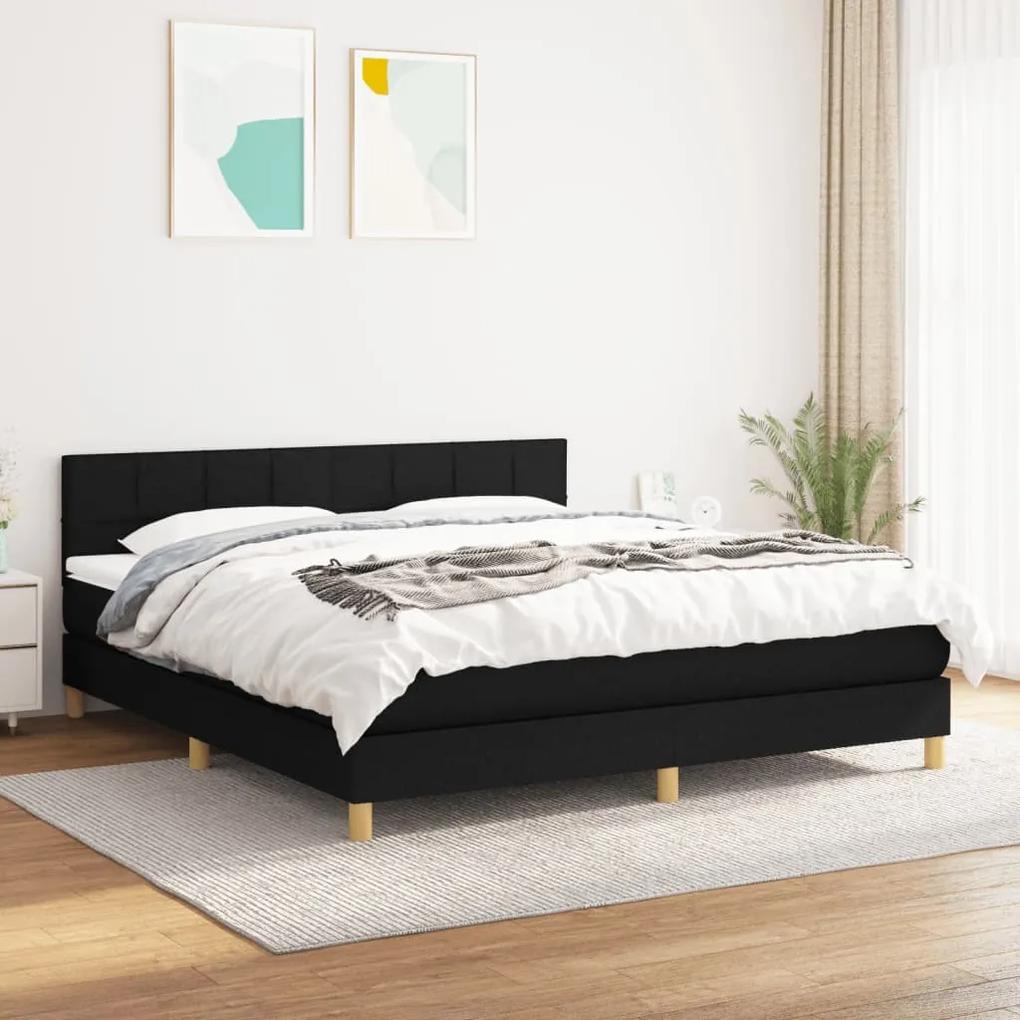 Box spring postel s matrací černá 160x200 cm textil,  3140627