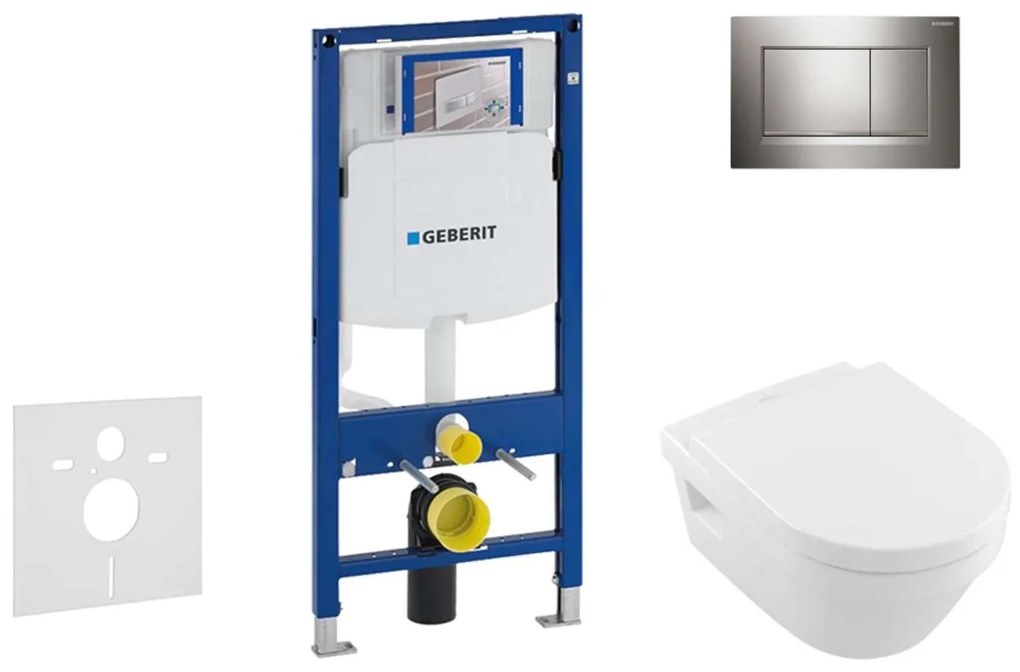 Geberit Duofix - Set předstěnové instalace, klozetu a sedátka Villeroy & Boch, tlačítka Sigma30, DirectFlush, SoftClose, CeramicPlus, chrom 111.300.00.5 NB6