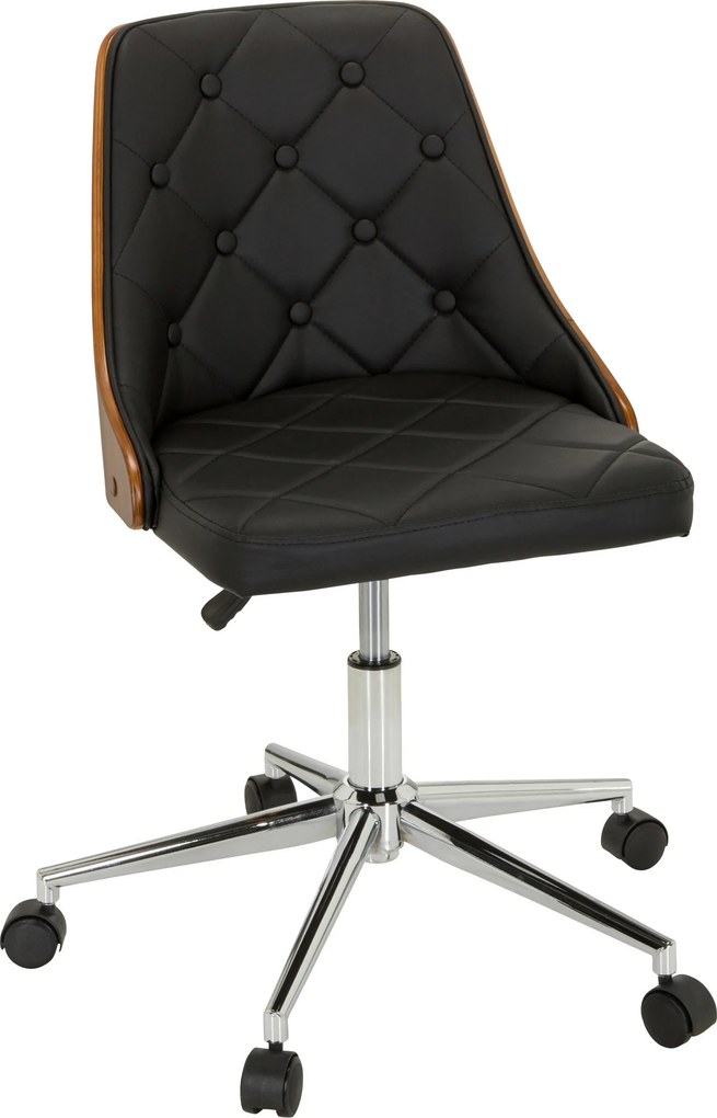 XXXLutz OTOČNÁ ŽIDLE, vzhled kůže, černá, barvy teak MID.YOU - Online Only kancelářské židle - 001918049701
