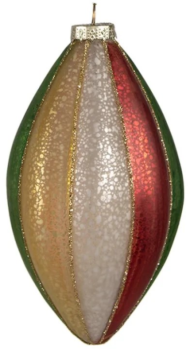 Barevná skleněná vánoční ozdoba baňka široké pruhy Traverse – 8x15 cm
