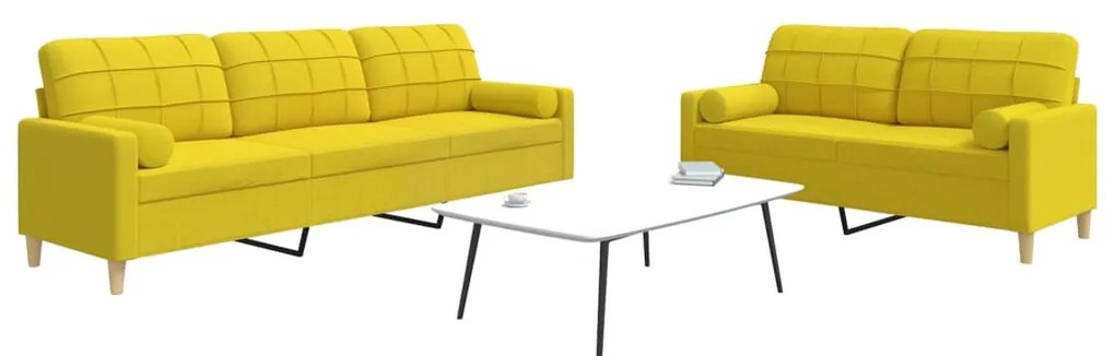 2dílná sedací souprava s polštáři světle žlutá textil 3278340