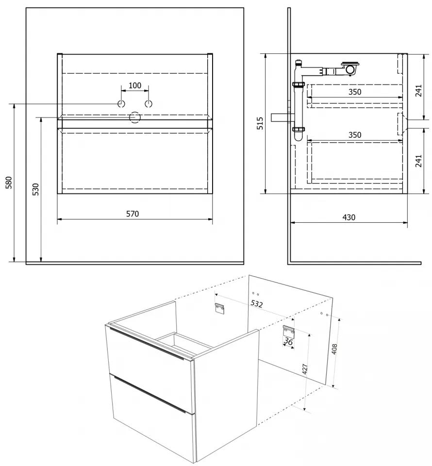 Sapho FILENA umyvadlová skříňka 57x51,5x43cm, bílá mat FID1260W