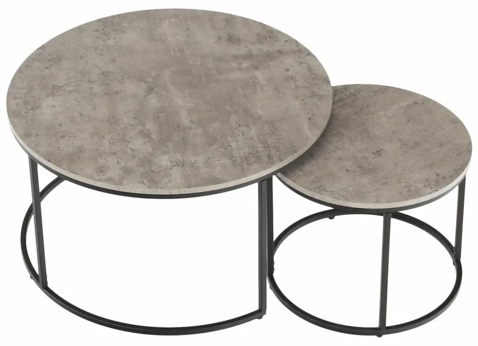 Konferenční stolky, set 2 ks, beton/černá, IKLIN