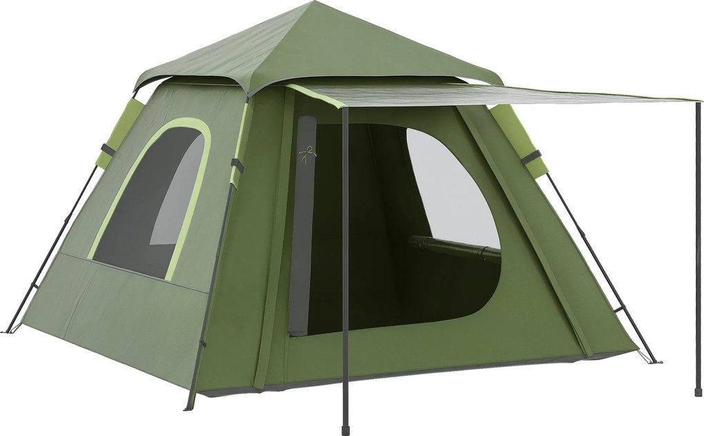 Outsunny Pop-up stan pro 2-3 osoby, přenosný, lehký, vodotěsný kempingový stan 2000mm UV50+ ochrana s oknem 210x210x150 cm, zelený | Aosom