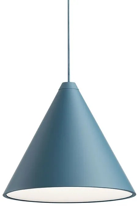 Flos String Light Cone head, svítidlo s 22m dlouhým kabelem, 21W LED 2700K, dotykové ovládání + bluetooth, modrá, prům. 19cm