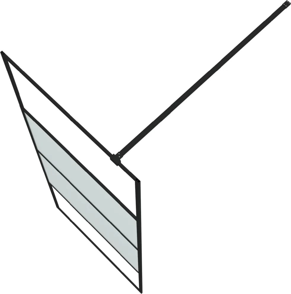 Sprchová zástěna walk-in černá 80x195 cm napůl mléčné ESG sklo 152125