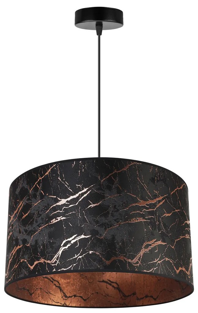 Závěsné svítidlo Werona 3, 1x černé textilní stínítko se vzorem, (fi 40cm), c