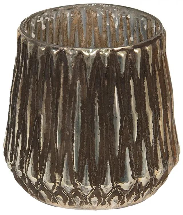 Skleněný svícen na čajovou svíčku s vroubky Possibly – 13x12 cm