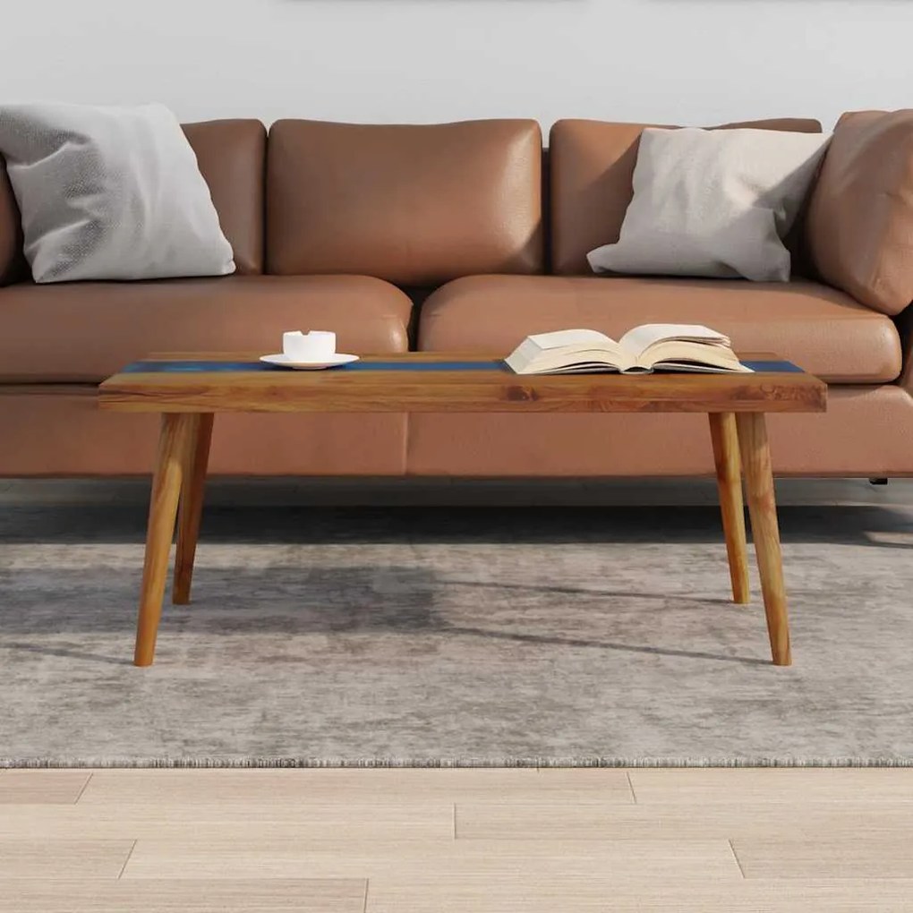 Konferenční stolek, teak a pryskyřice, 100x50x40 cm 245067