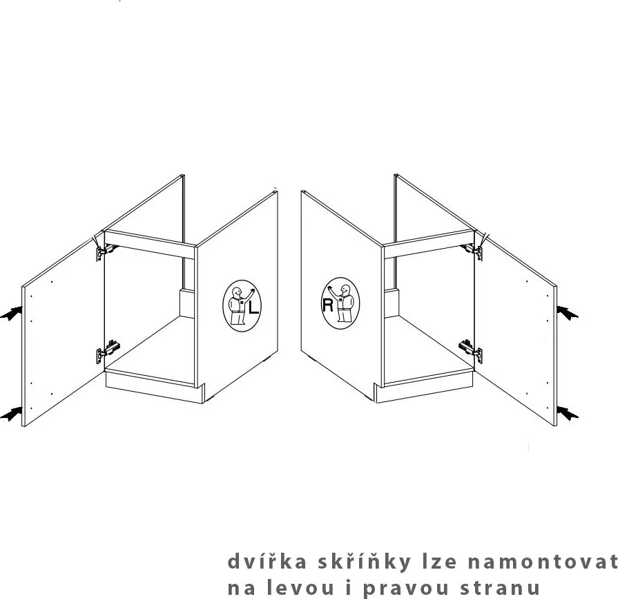 LUNA sa | dolní skříňka 50 ZL 1F dřezová | 50 cm | UNI dvířka | artisan/světle šedá