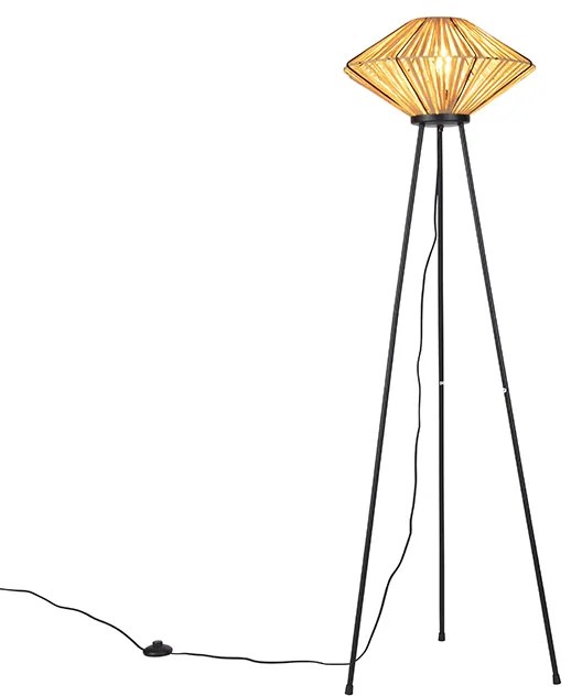Orientální stojací lampa stativ ratan - Straw
