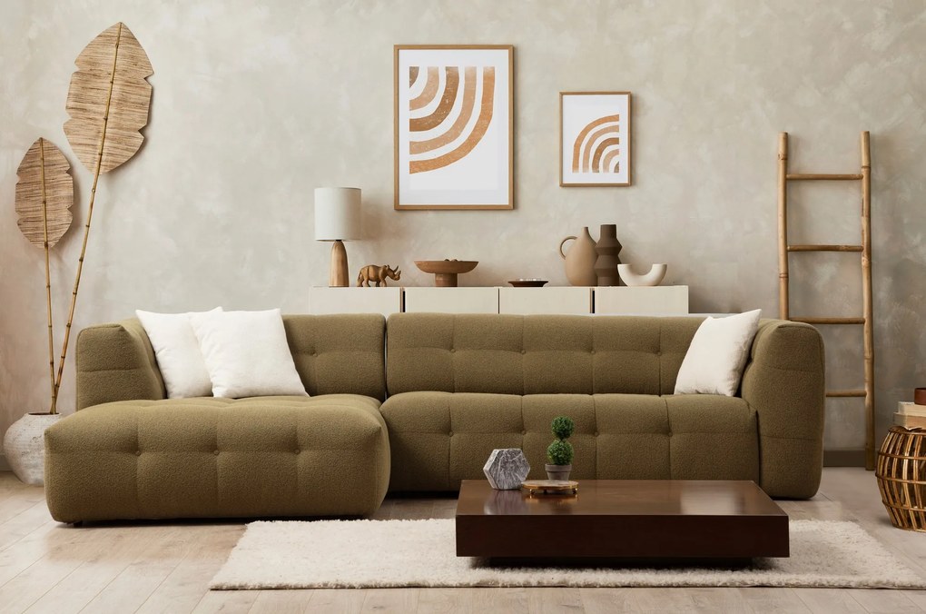 Atelier del Sofa Rohová sedací souprava Cady 3 Seater Left - Khaki, Khaki