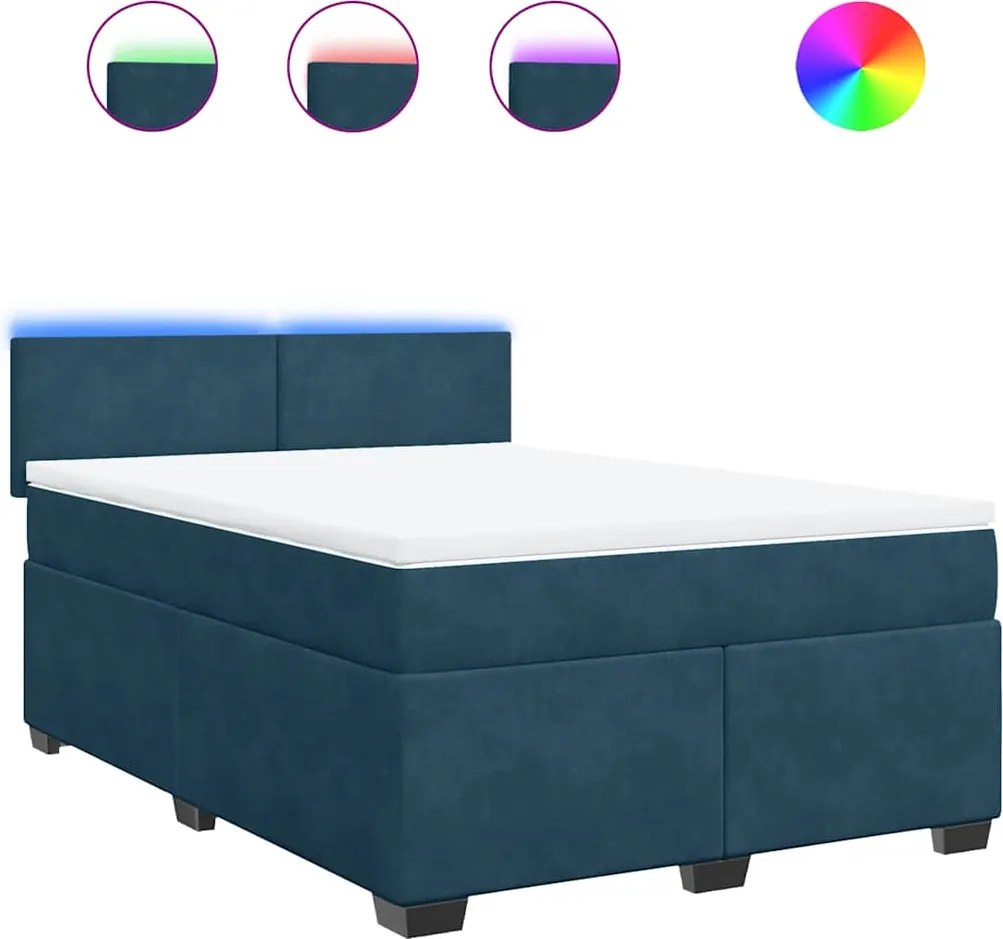 Box spring postel s matrací modrá 140 x 200 cm samet 3288628