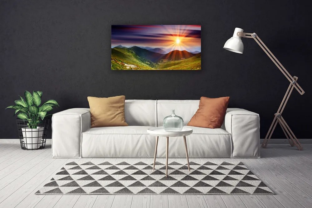 Obraz na plátně Hory Západ Slunce Krajina 100x50 cm