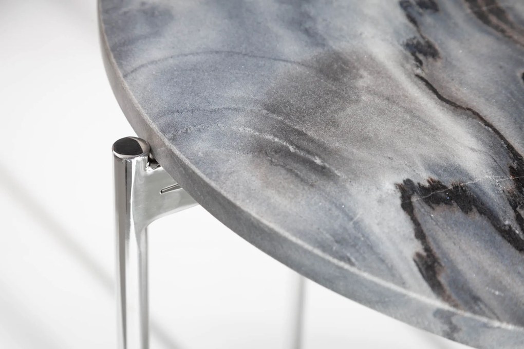 Noble Home Odkládací stolek Dastus II, šedý mramor, stříbrná