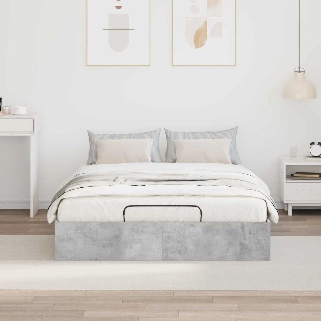 Ottoman postel Betonově Šedá 140 x 200 cm Dřevěný materiál 3409232