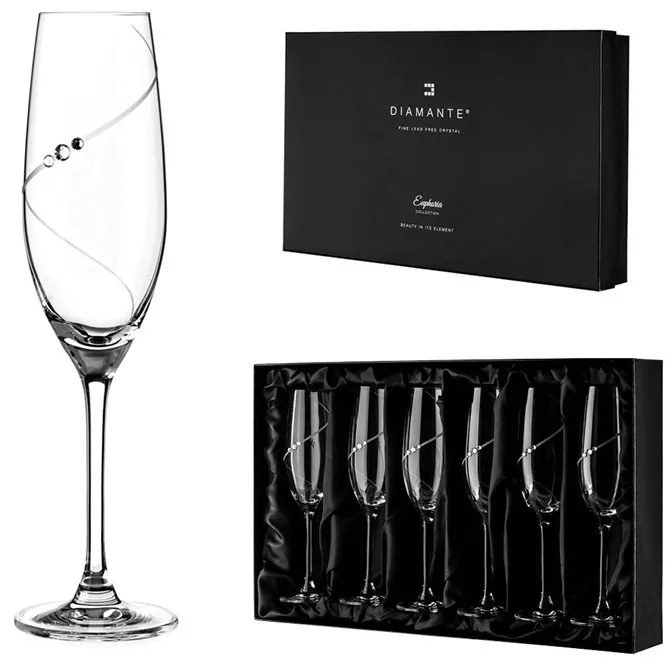 Diamante sklenice na šampaňské Silhouette City s kamínky Swarovski 200 ml 6KS