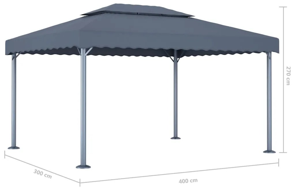 vidaXL Marketos Altán 400 x 300 cm antracitový hliník