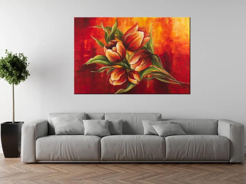 Gario Ručně malovaný obraz Abstraktní tulipány Rozměry: 120 x 80 cm