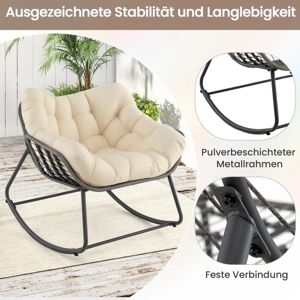 Costway Venkovní houpací křeslo Oversized Patio PE proutěné křeslo s vejci