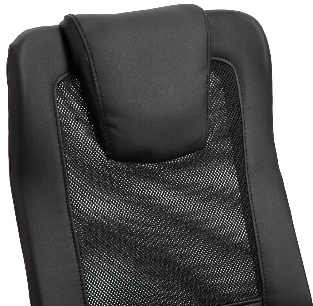 Ergonomická kancelářská židle Vinsetto s nastavitelnou výškou, funkcí houpání a područkami do 120 kg v černé barvě pro pohodlnou práci