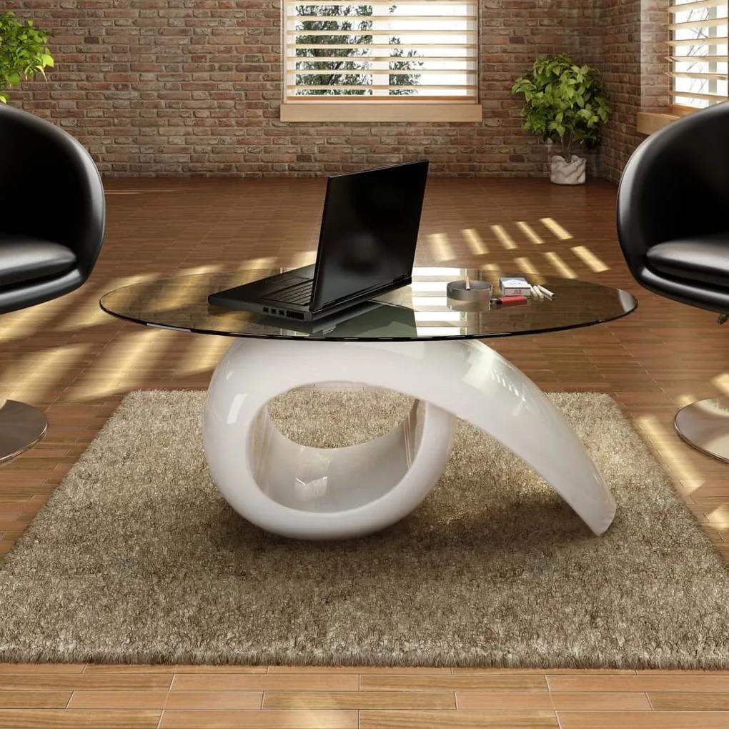 vidaXL Konferenční stolek se skleněnou deskou a vysokým leskem [240431] Barva: Bílá