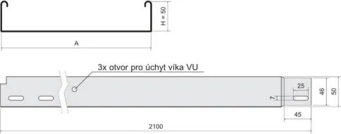 Kabelový žlab s integrovanou spojkou KOPOS Mars NKZIN 50X62X0.70 S (2m)