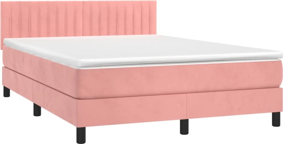 Box spring postel s matrací růžová 140x200 cm samet 3141430