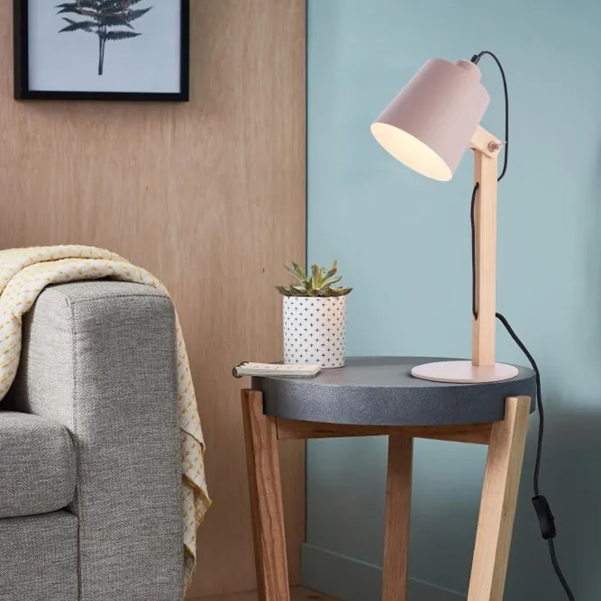Brilliant 92716/17 Stolní lampa SWIVEL růžová + dřevo