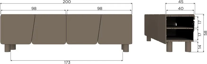 Hnědý TV stolek z borovicového dřeva 200x58x45 cm Root – WOOOD