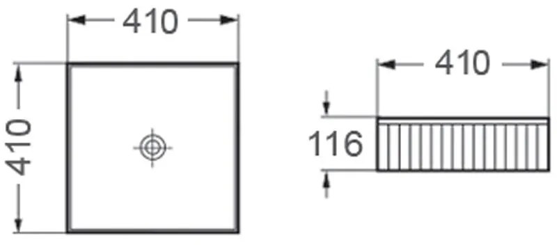 Mexen Grovo, rýhované umyvadlo na desku 41 × 41 cm, černá matná, 22304185