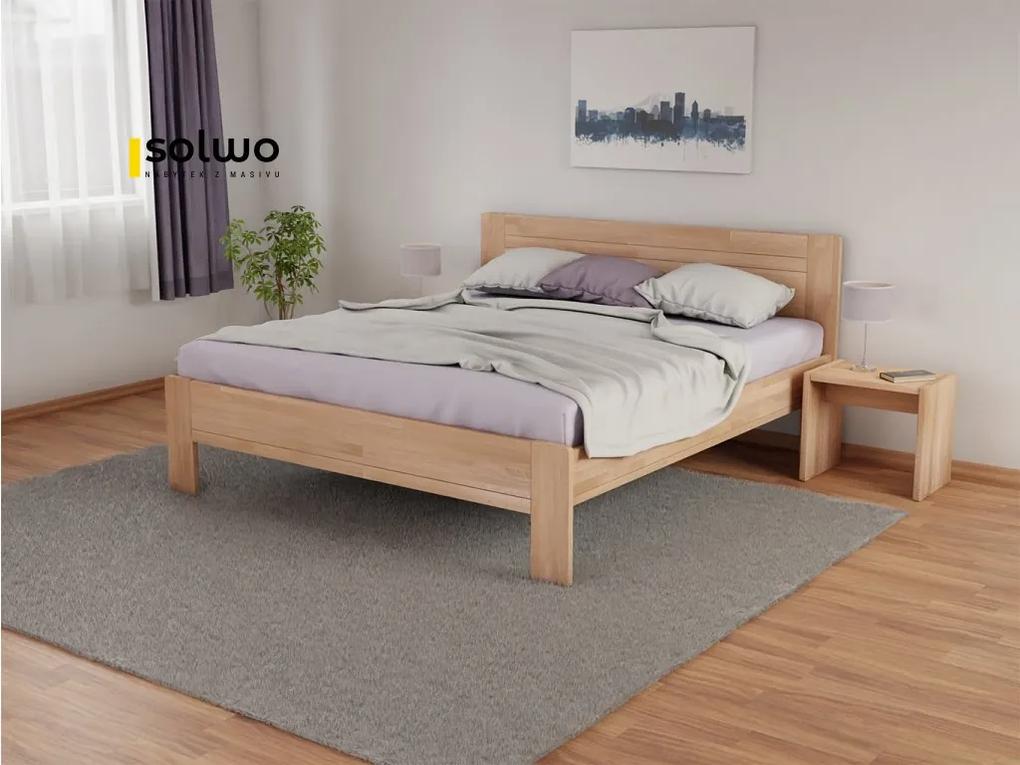 Masivní postel ALEXIA - Solwo Design Dřevo a odstín oleje: DUB Cink - Olej odstín DO202, Rozměr spací plochy: 200x200