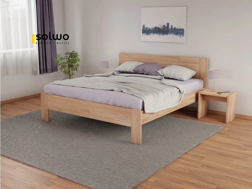 Masivní postel ALEXIA - Solwo Design Dřevo a odstín oleje: DUB Cink - Olejování přírodní, Rozměr spací plochy: 220x200