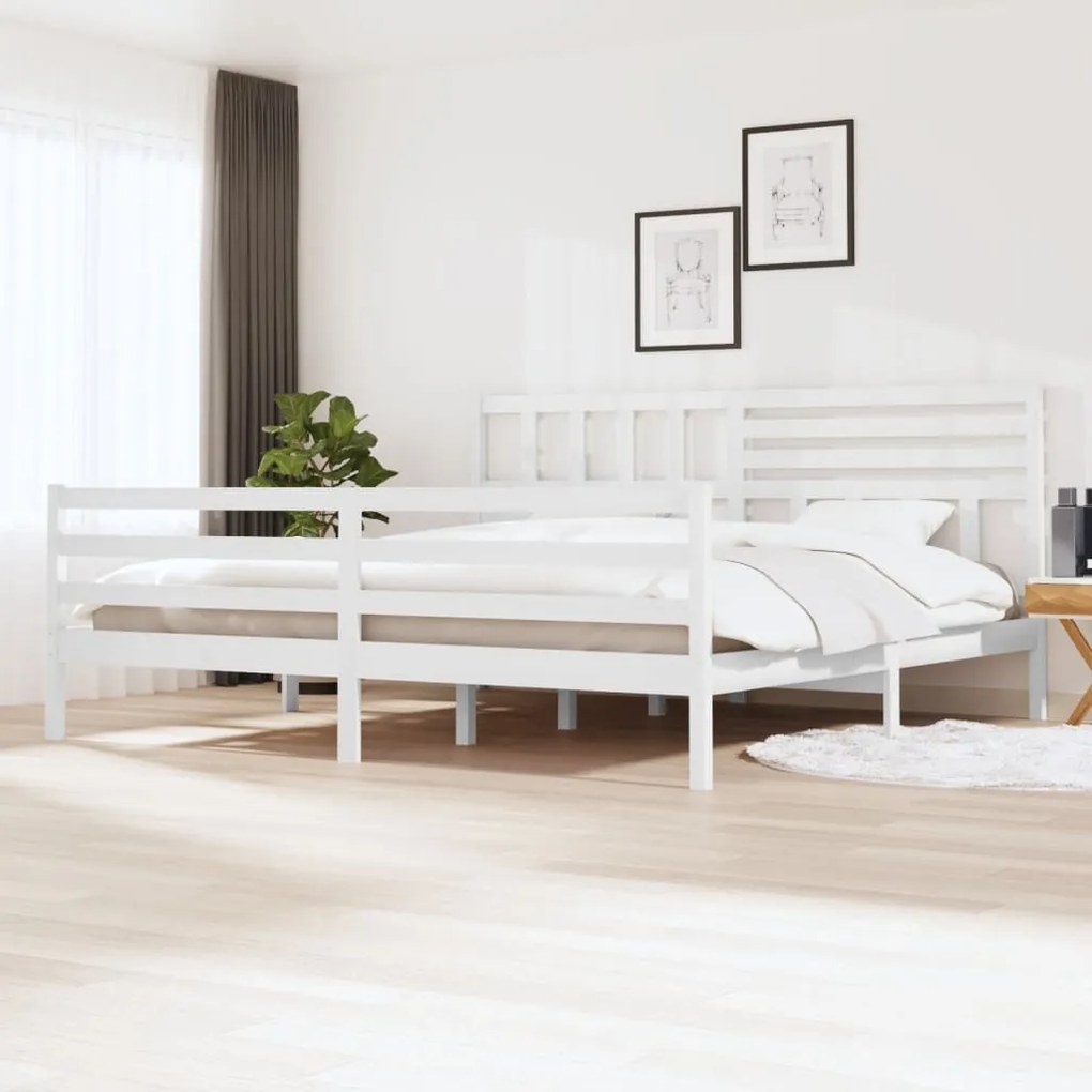 Rám postele bílý masivní dřevo 200 x 200 cm 3101109