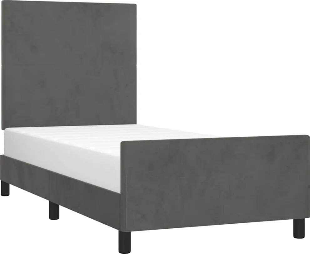 Rám postele bez matrace tmavě šedá 90 x 190 cm samet 3125606